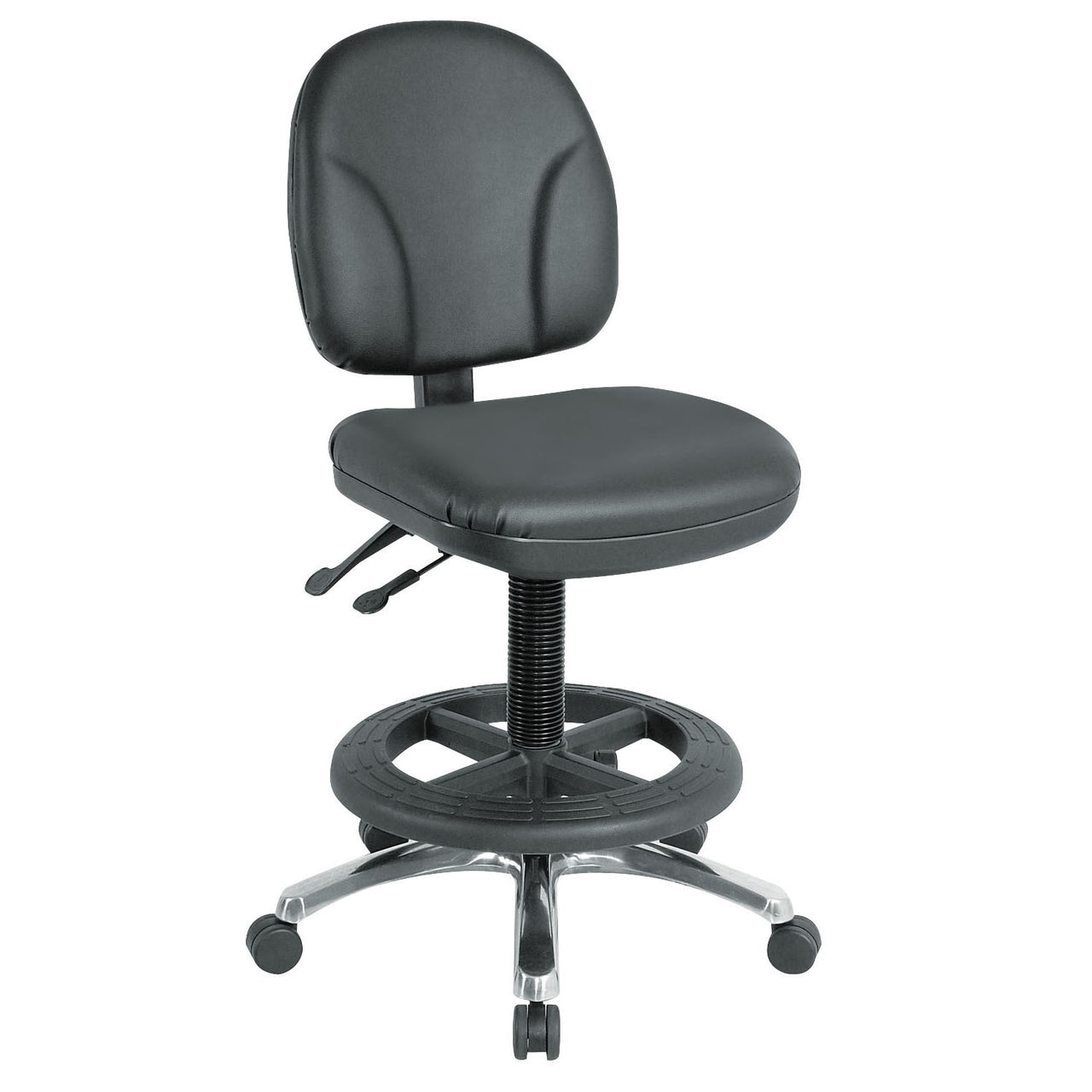 Anser Drafting Chair In Black Vinyl No Arm – DAME Furniture